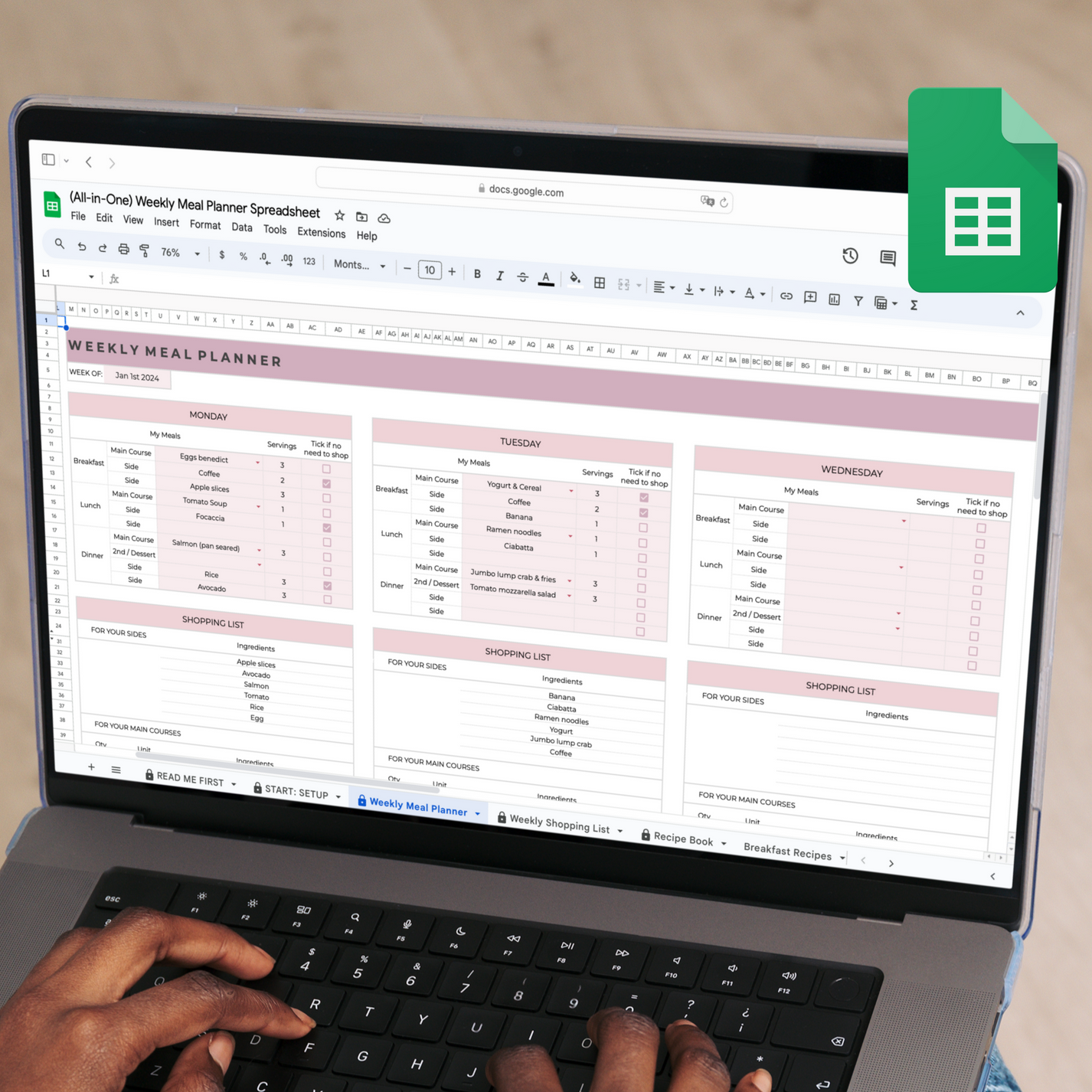 (All-in-One) Weekly Meal Planner Spreadsheet – Joy Lights, Lights Up ...