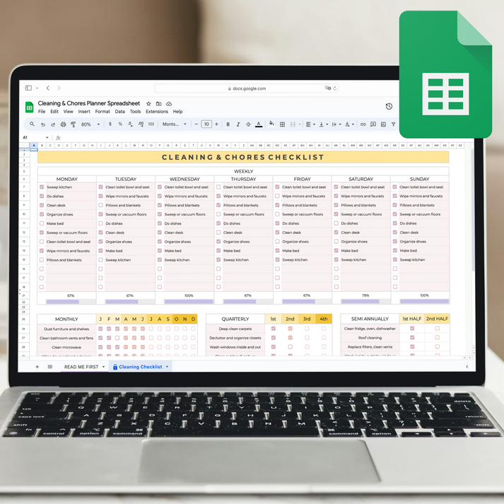 Cleaning & Chores Planner Spreadsheet – Joy Lights, Lights Up Your Life