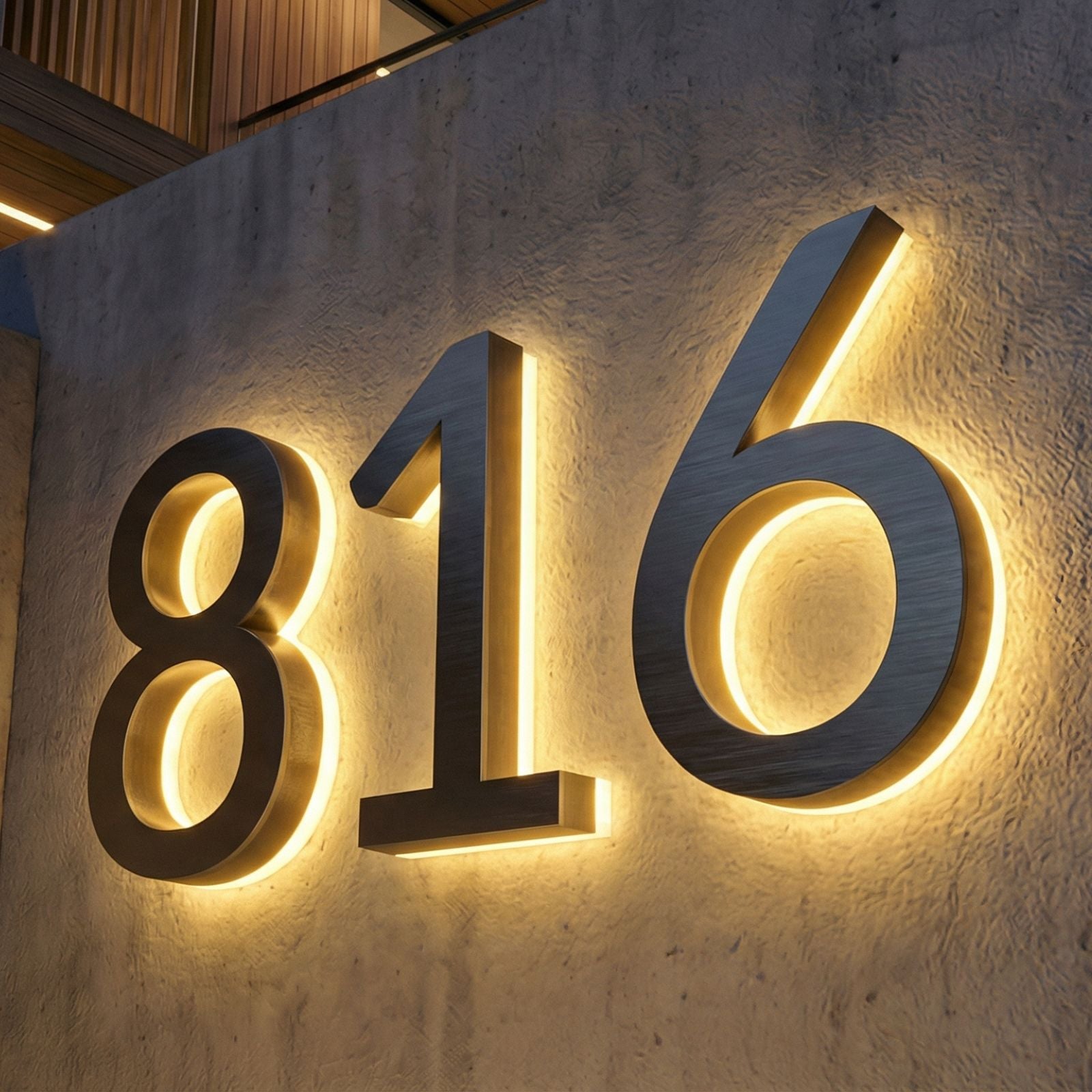 Modern Custom 3D Lighted House Numbers & Letters, Premium Stainless St ...